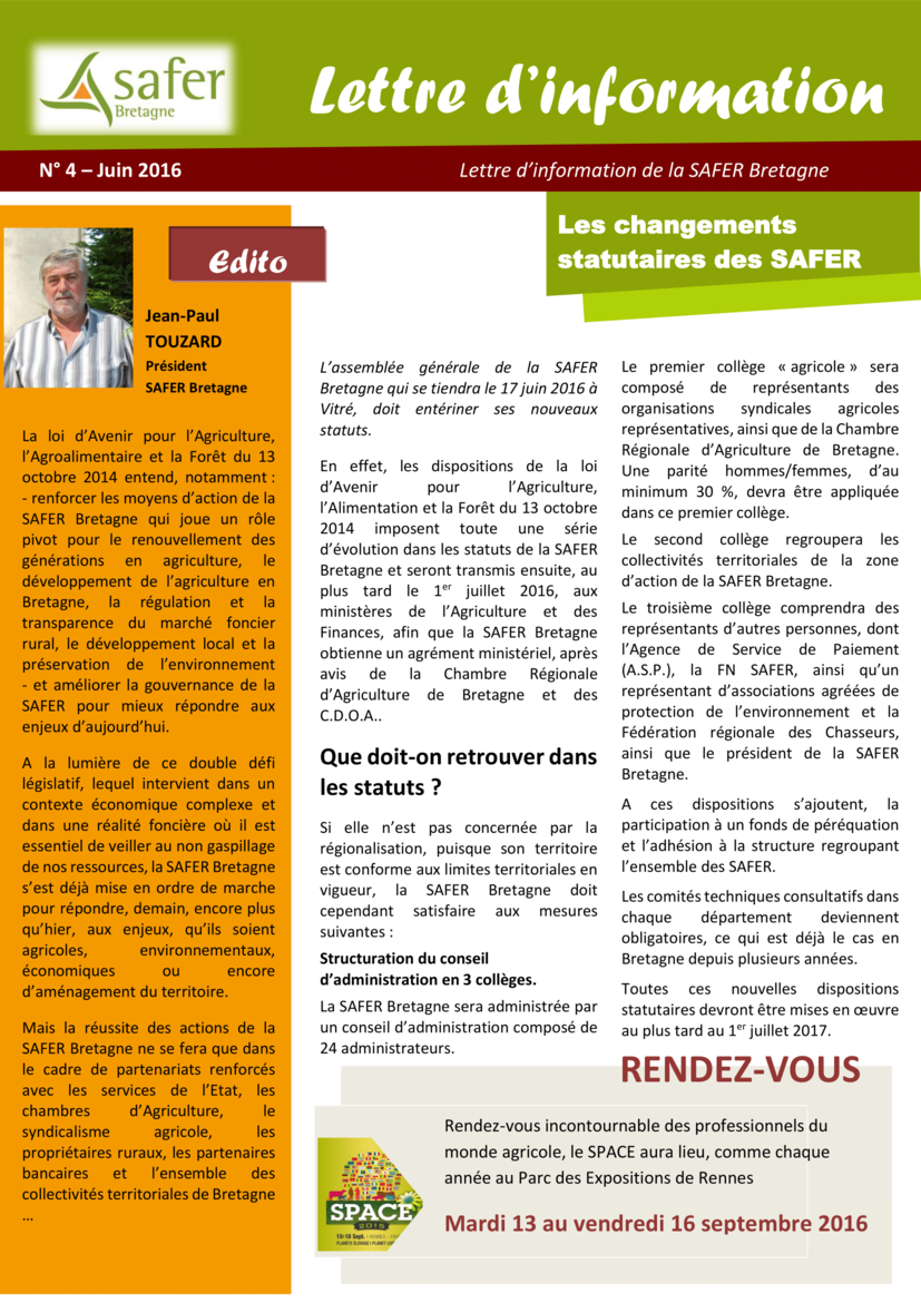 La lettre d'information - Safer Bretagne